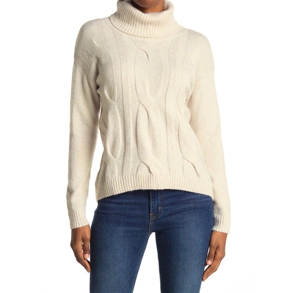StitchDrop | Sweaters | Stitchdrop Chunky Cable Knit Turtleneck Ribbed Trims Relaxed Fit Sweater ...